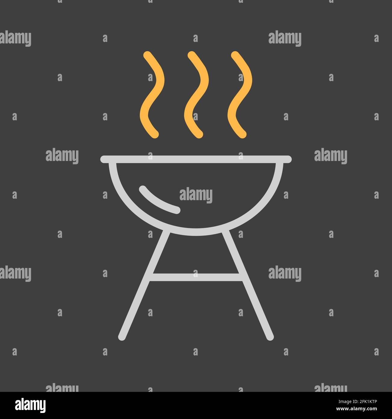 Grill BBQ cookout vector icon on dark background. Graph symbol for ...