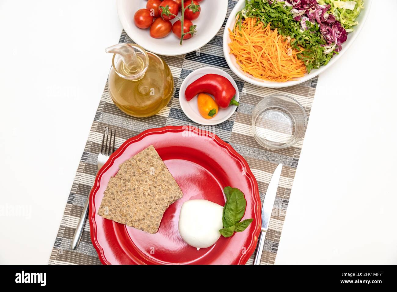 Nutritious dishes prepared with mozzarella salad and tomatoes. Natural ...