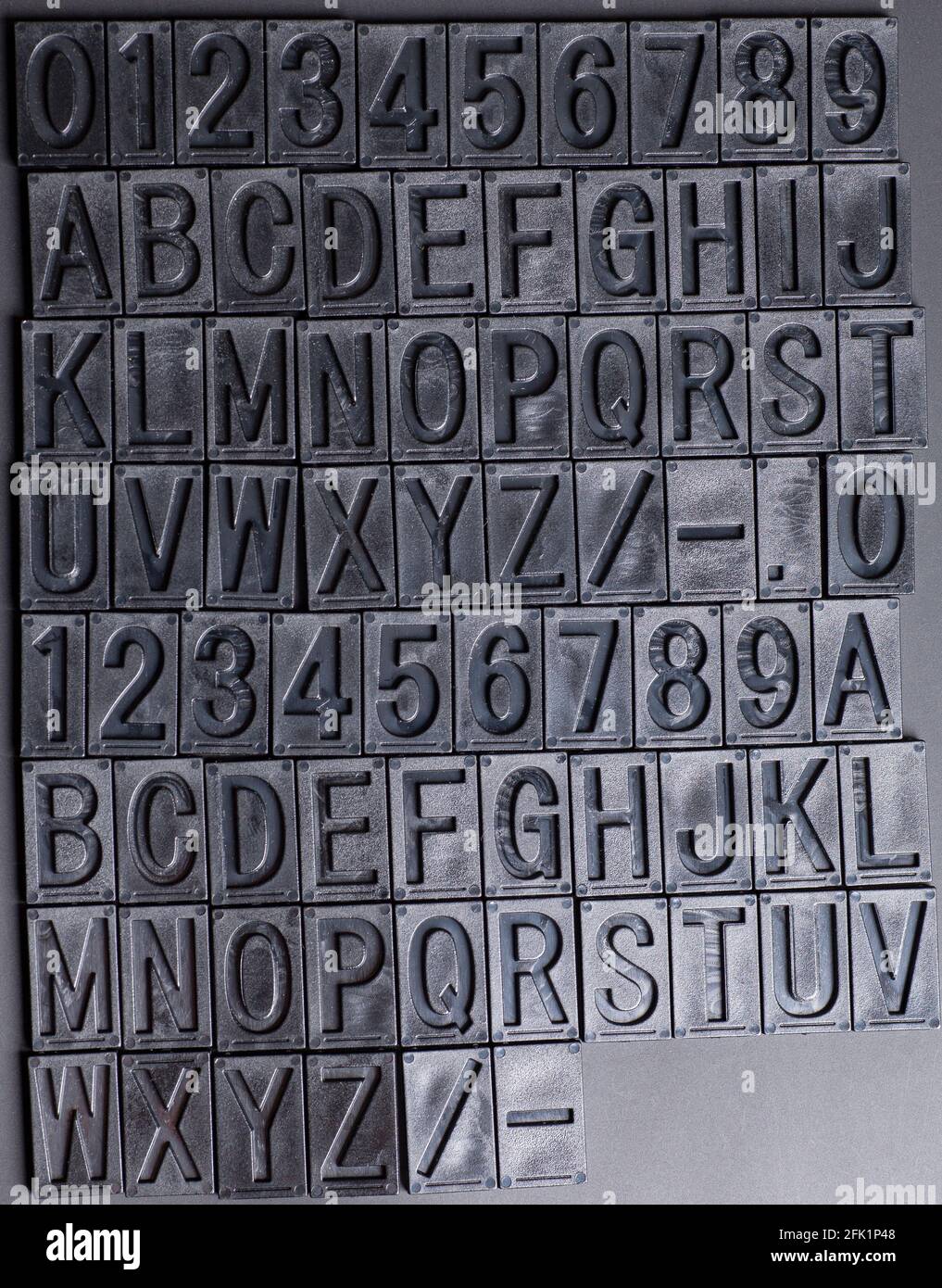 letterpress alphabet and numbers background Stock Photo - Alamy