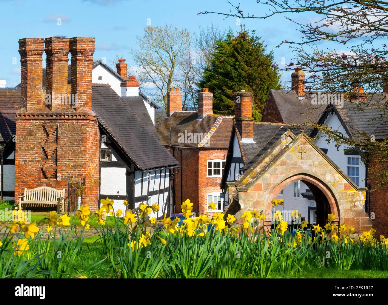 The village of Hodnet, seen from St Luke's churchyard, Shropshire Stock ...