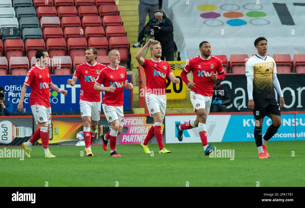 London, UK. 27th Apr, 2021. Jayden Stockley of Charlton Athletic ...