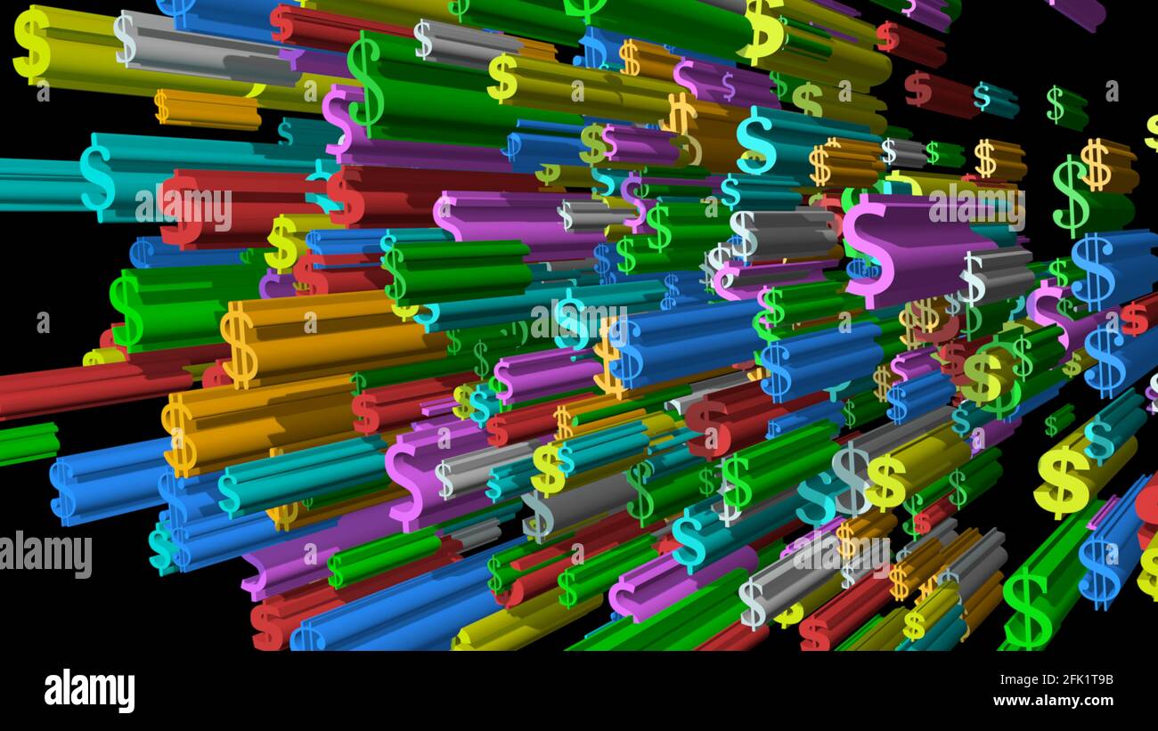 Assortment of colorful dollar sign symbols. Extruded 3d text , 3d ...