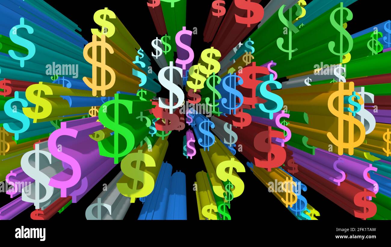 Assortment of colorful dollar sign symbols. Extruded 3d text , 3d ...