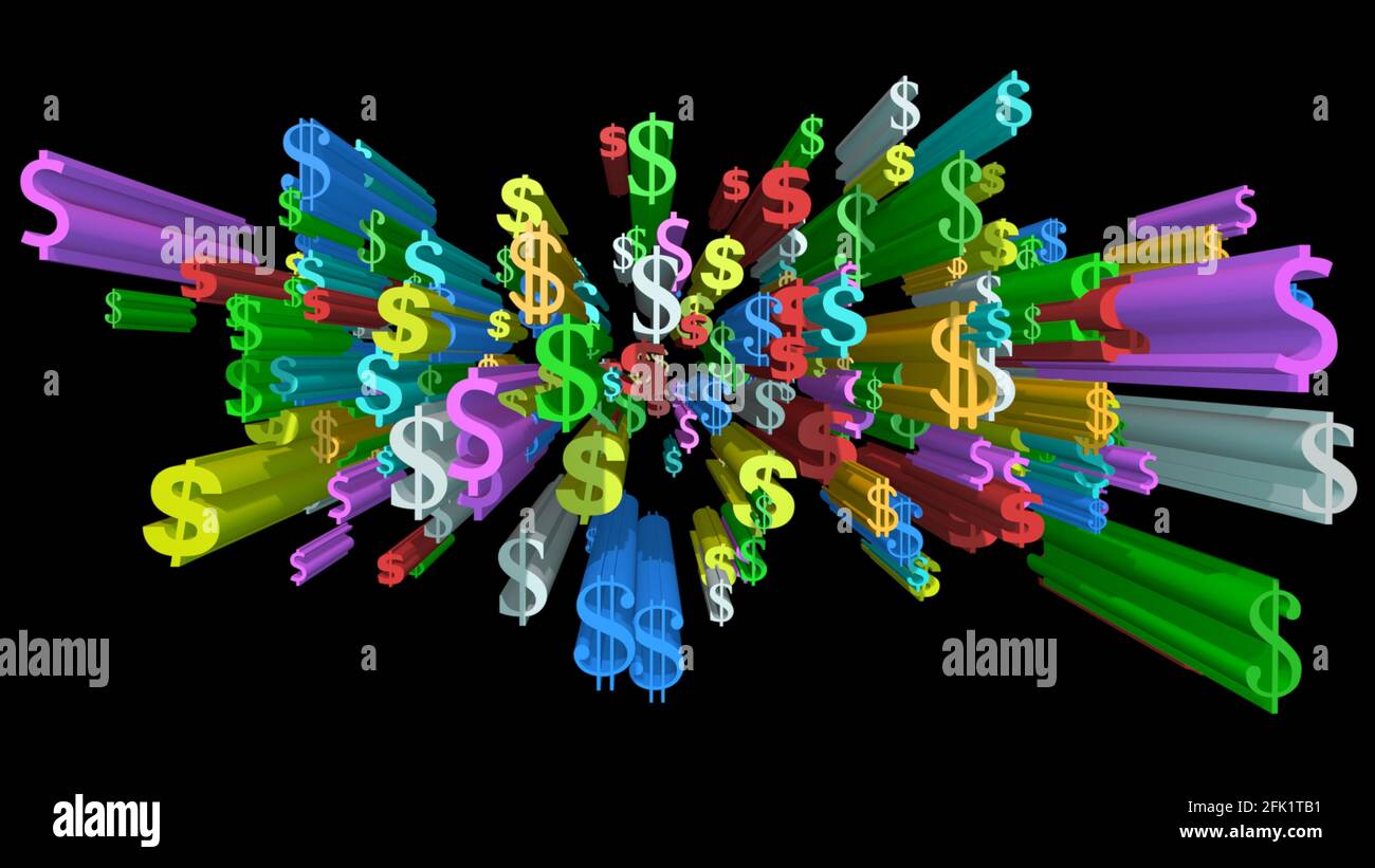 Assortment of colorful dollar sign symbols. Extruded 3d text , 3d ...