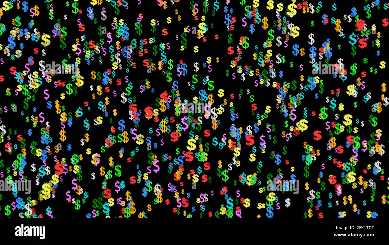 Many colorful dollar signs , dollar symbols. 3d rendering illustration ...