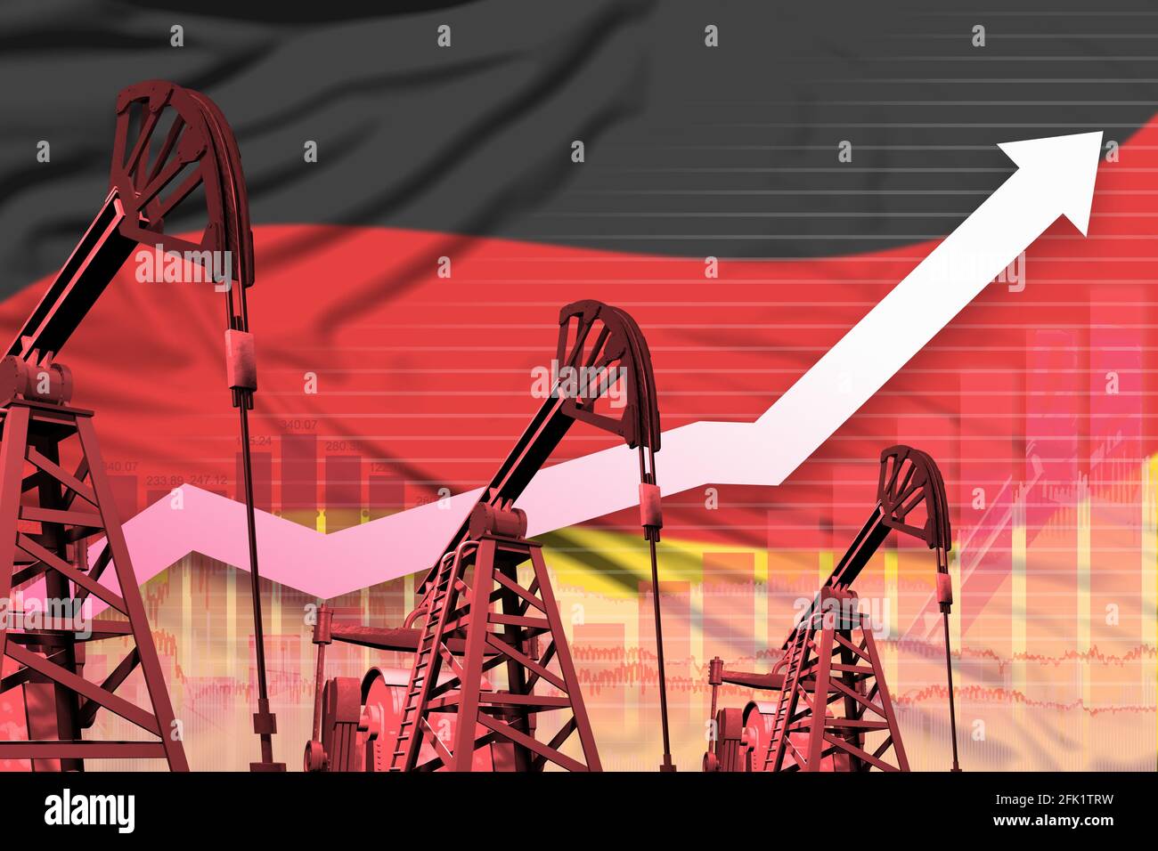 Germany oil industry concept, industrial illustration - rising up chart ...