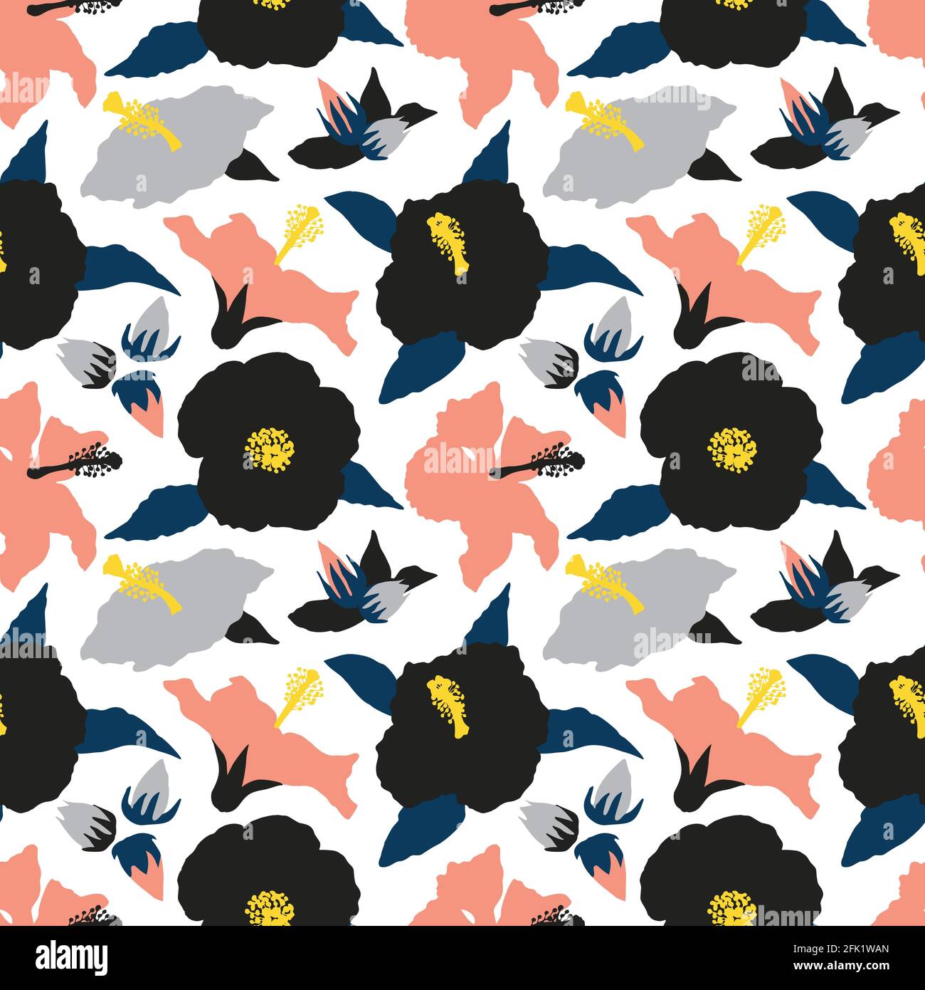 Flowers leaves pink paper Stock Vector Images - Alamy