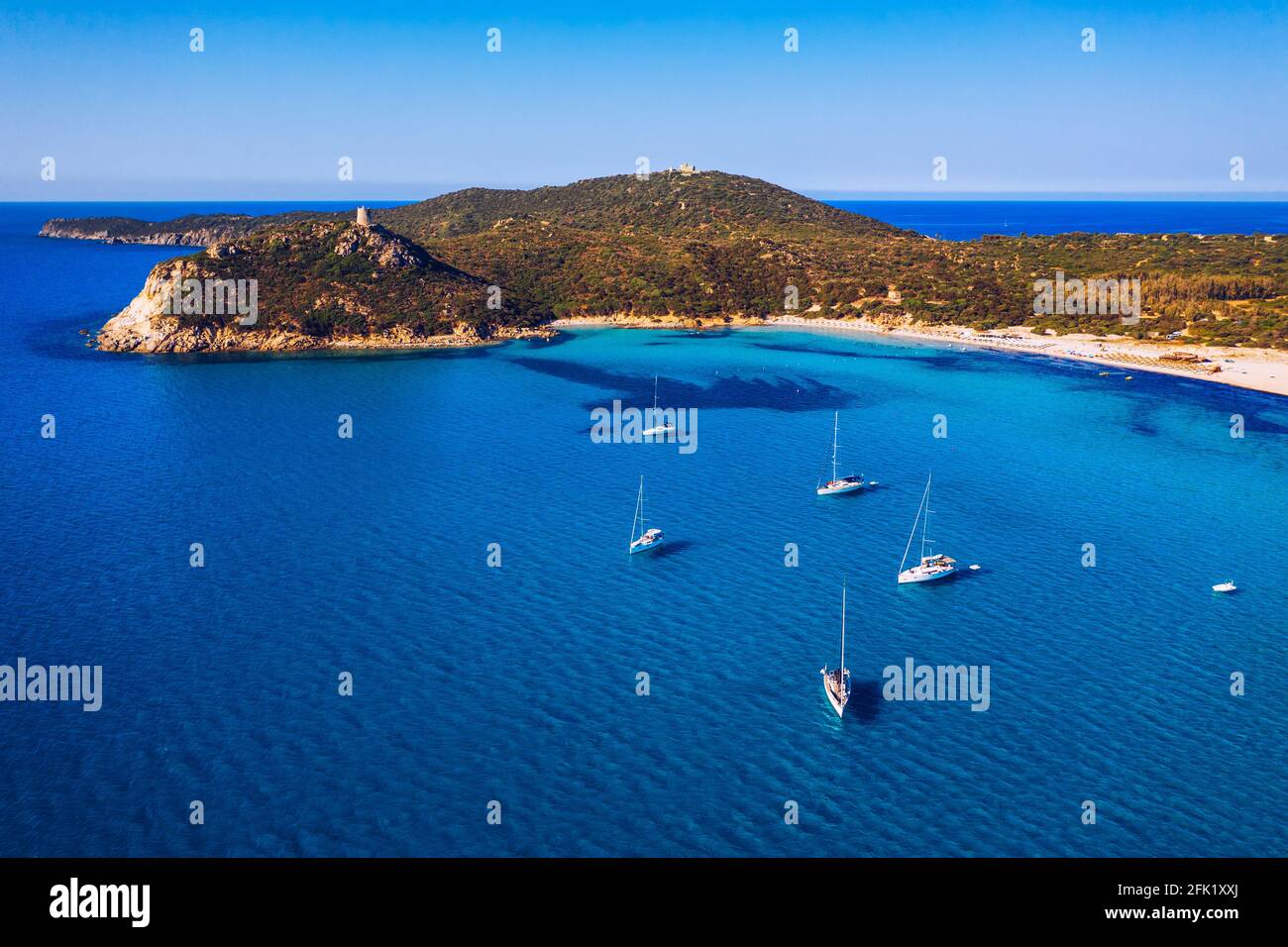 Torre di Porto Giunco Tower and Simius Beach near Villasimius, Sardinia ...