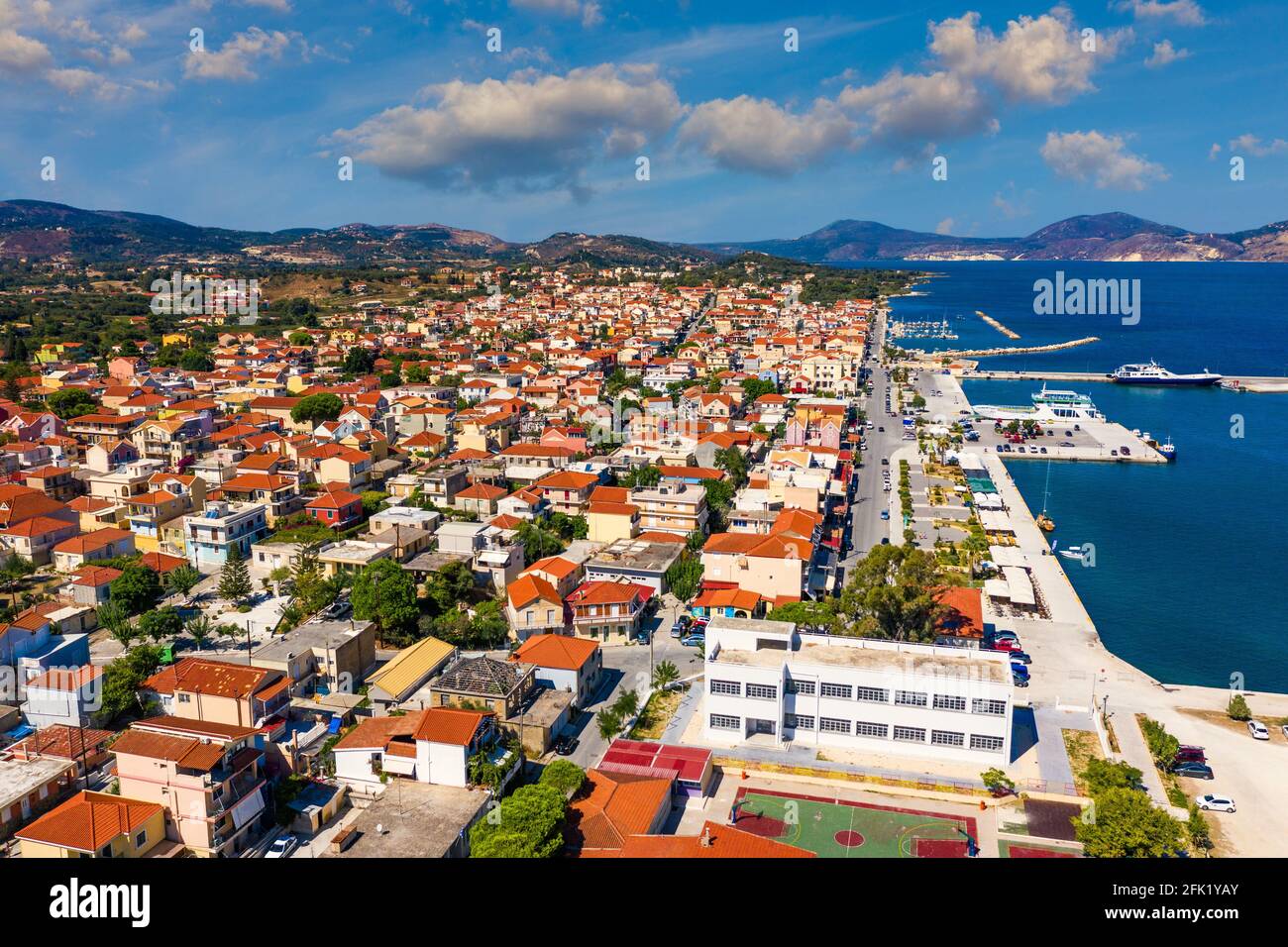 Lixouri is the second largest city of Kefalonia, Greece. Aerial view of ...