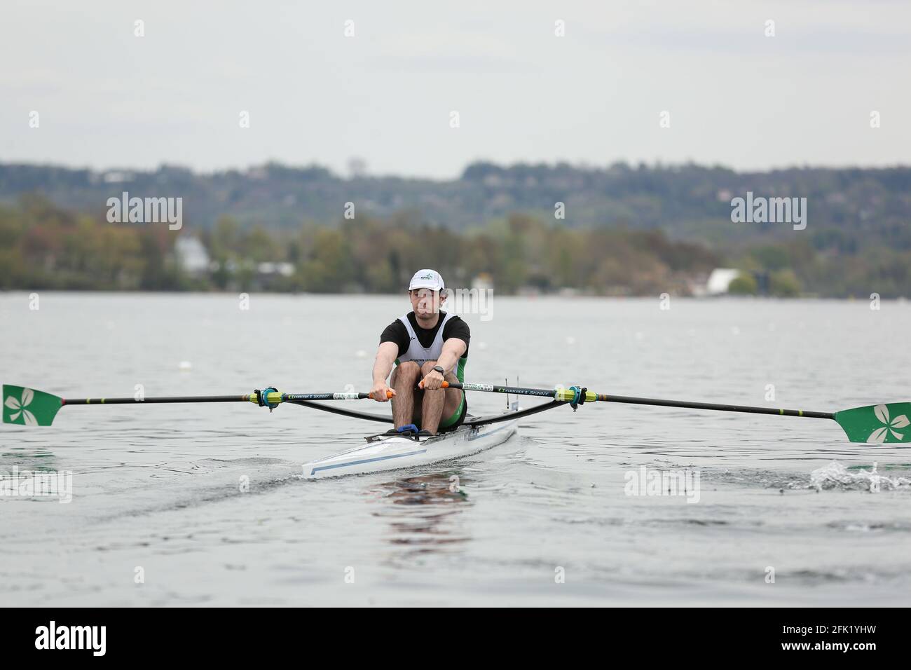Daire Lynch of Ireland competes in the Men's Single Sculls Semifinal C ...