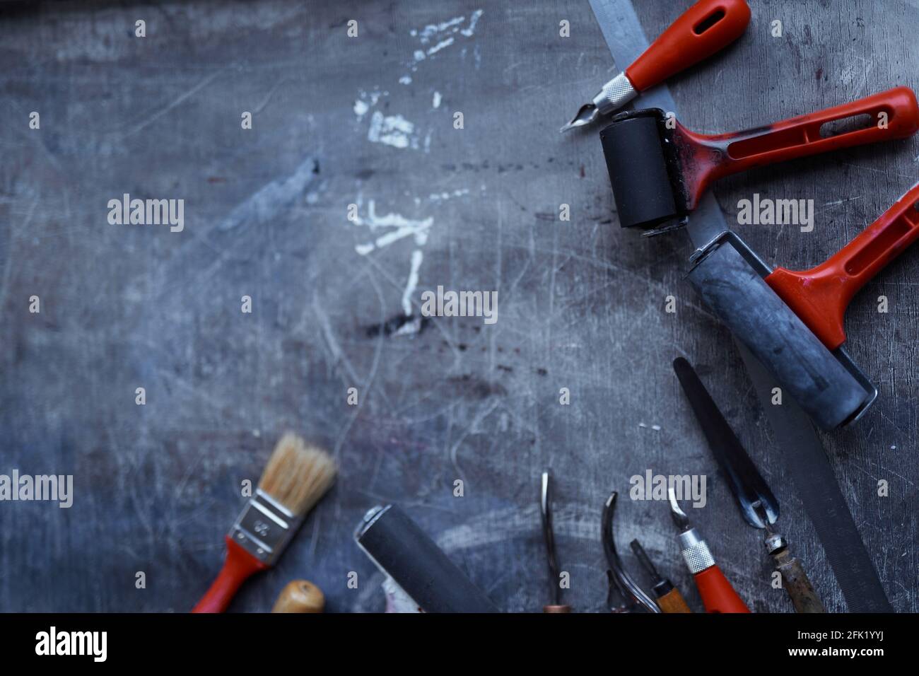 Cutting instruments, ink roller, paint brushes and other tools for ...