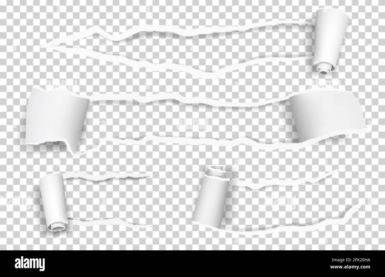 Torn paper. Ripped sheets, curl vector paper elements isolated on ...