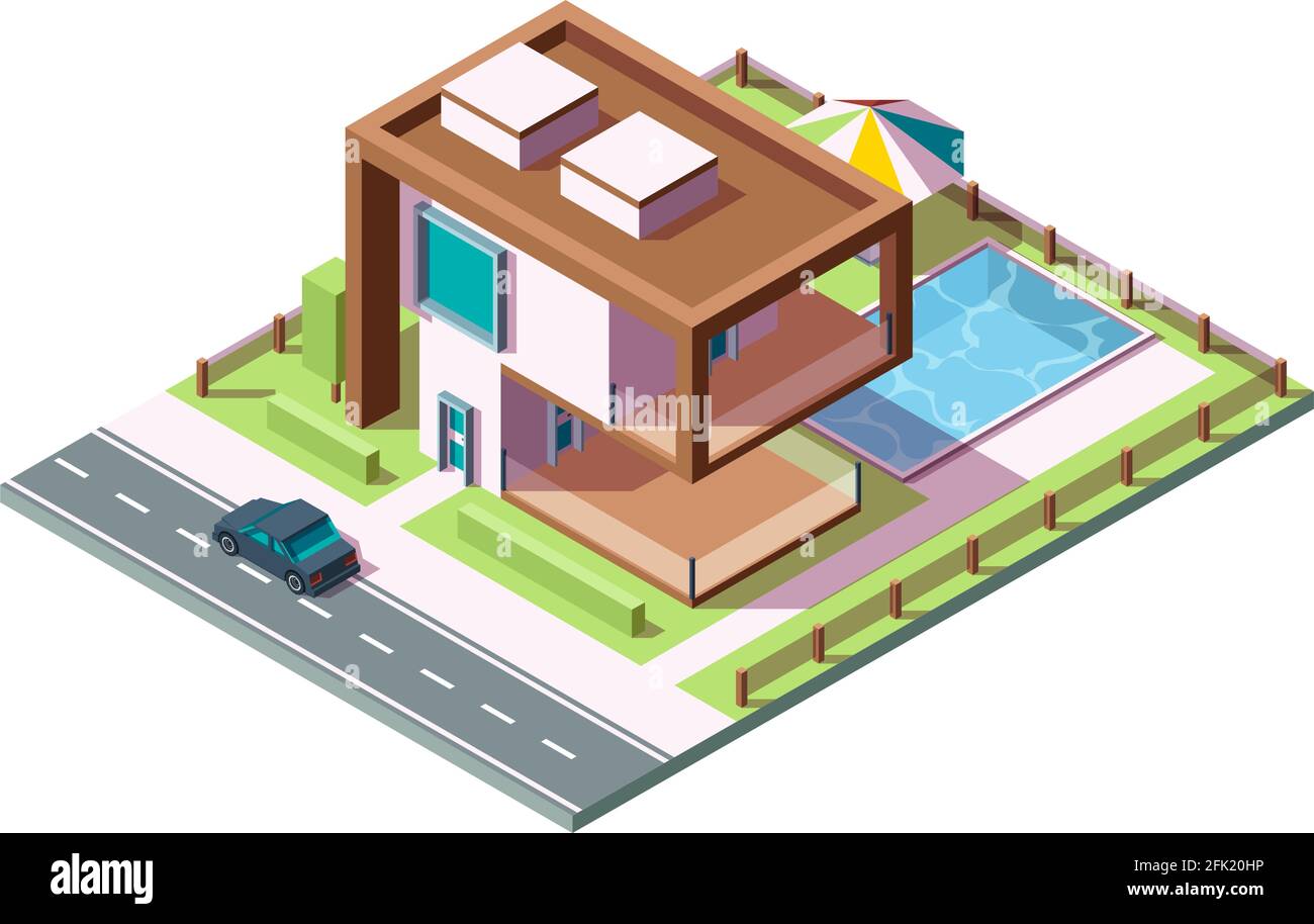 Modern private house. Luxury building residential exterior with grass ...
