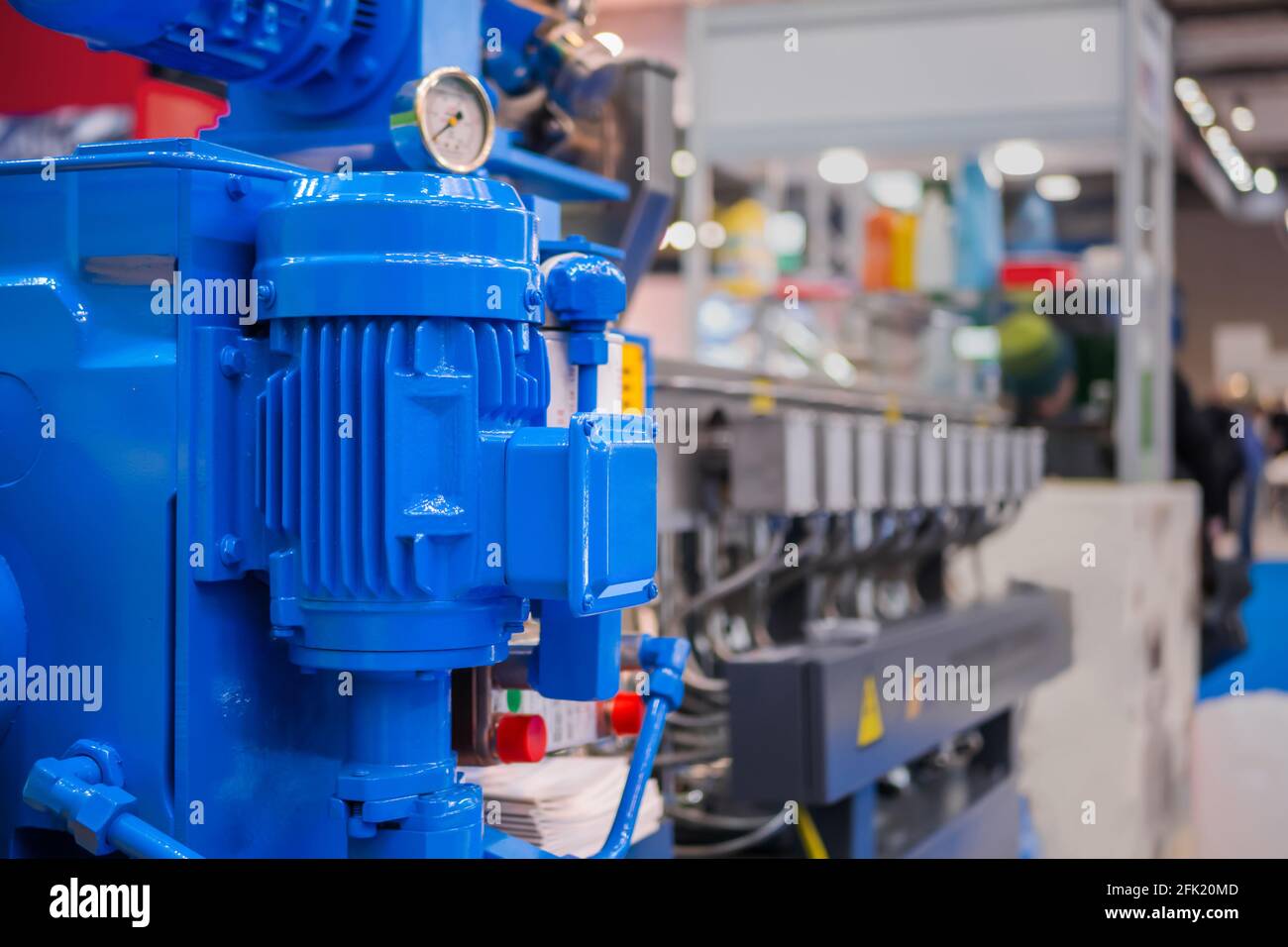 Part of automatic injection molding machine at plastic exhibition Stock ...