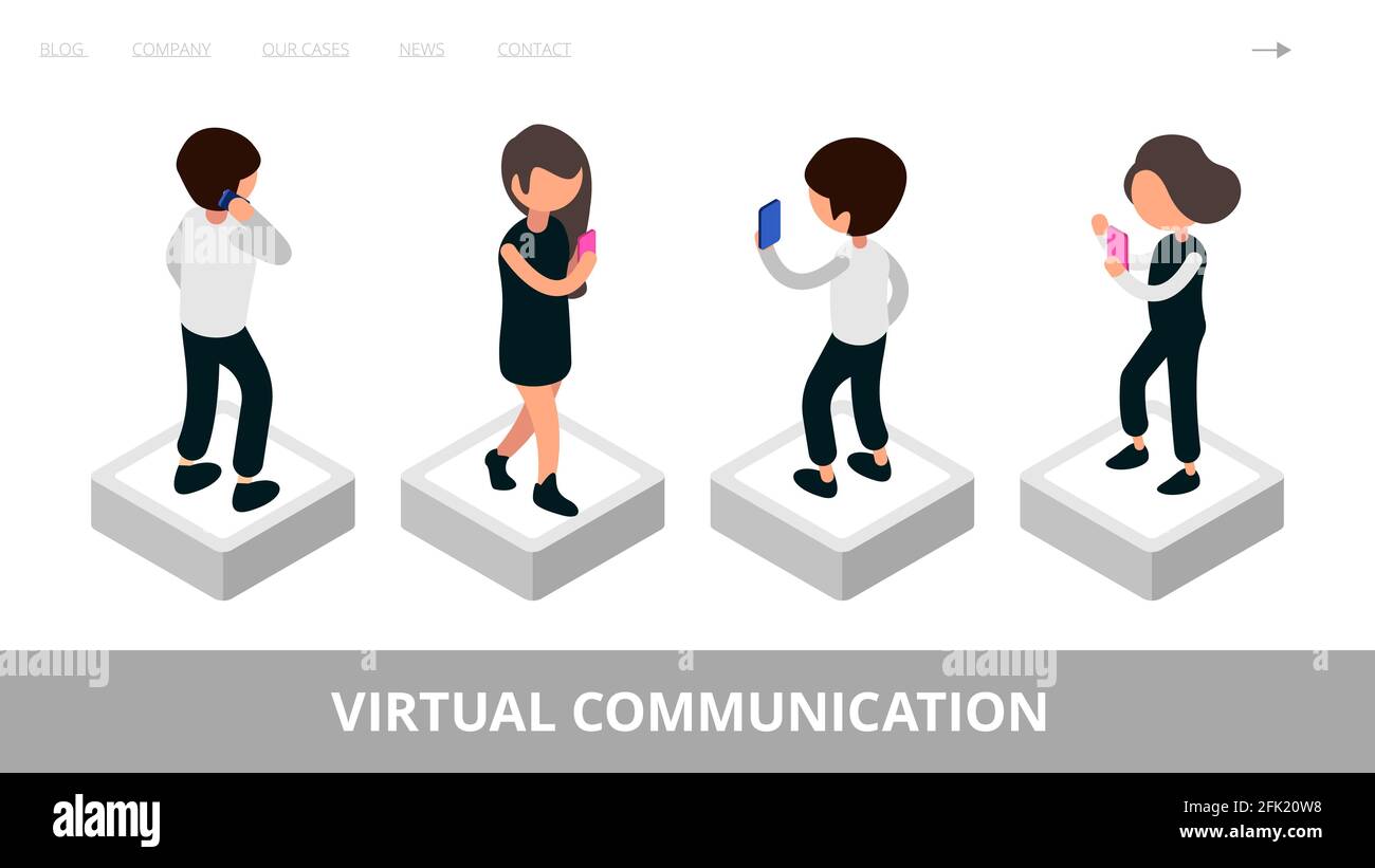 Virtual Communication Landing Social Media Mobile Chat Vector