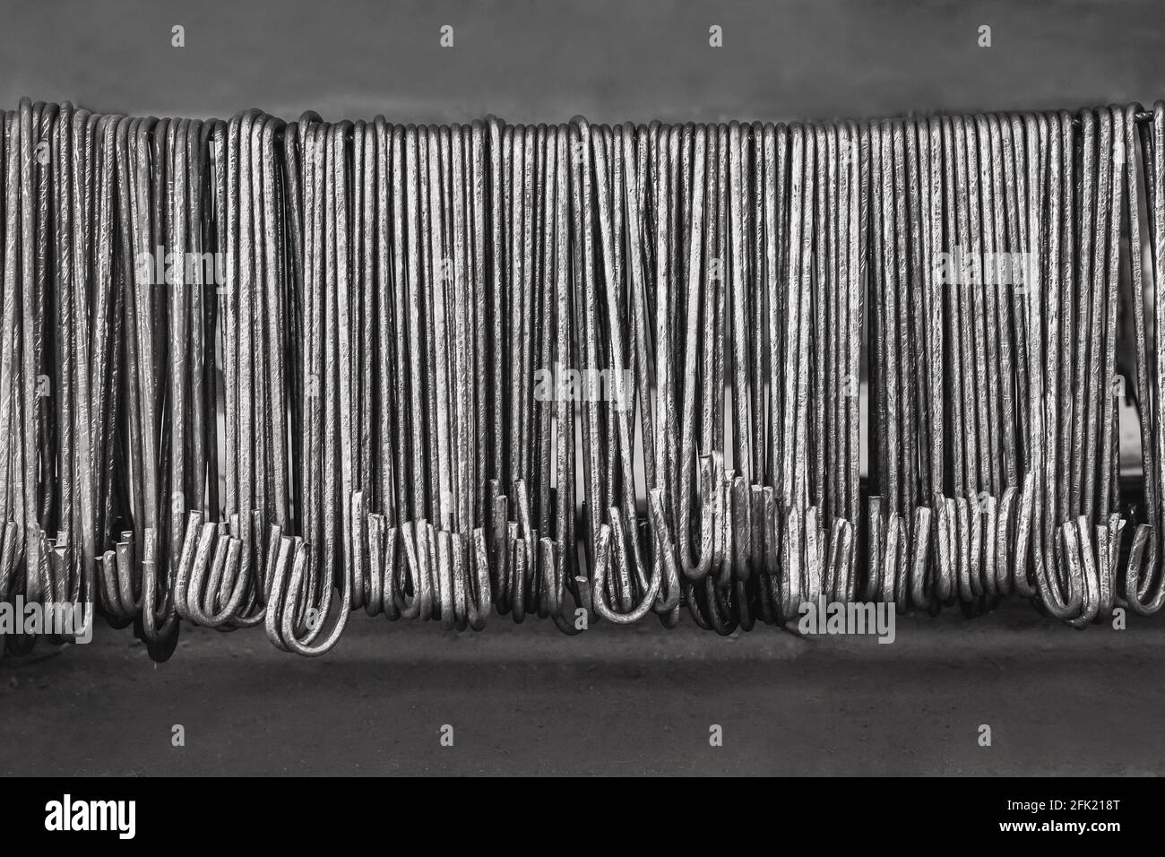Metal hooks steel equipment in the reinforcement workshop manufacturing ...