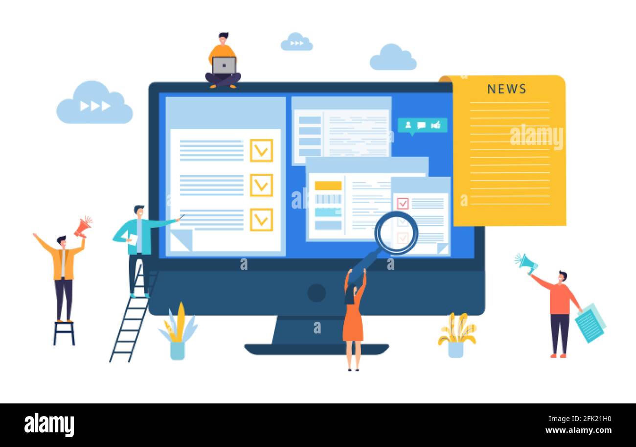 News update. Vector digital news, online newspaper concept. Site ...