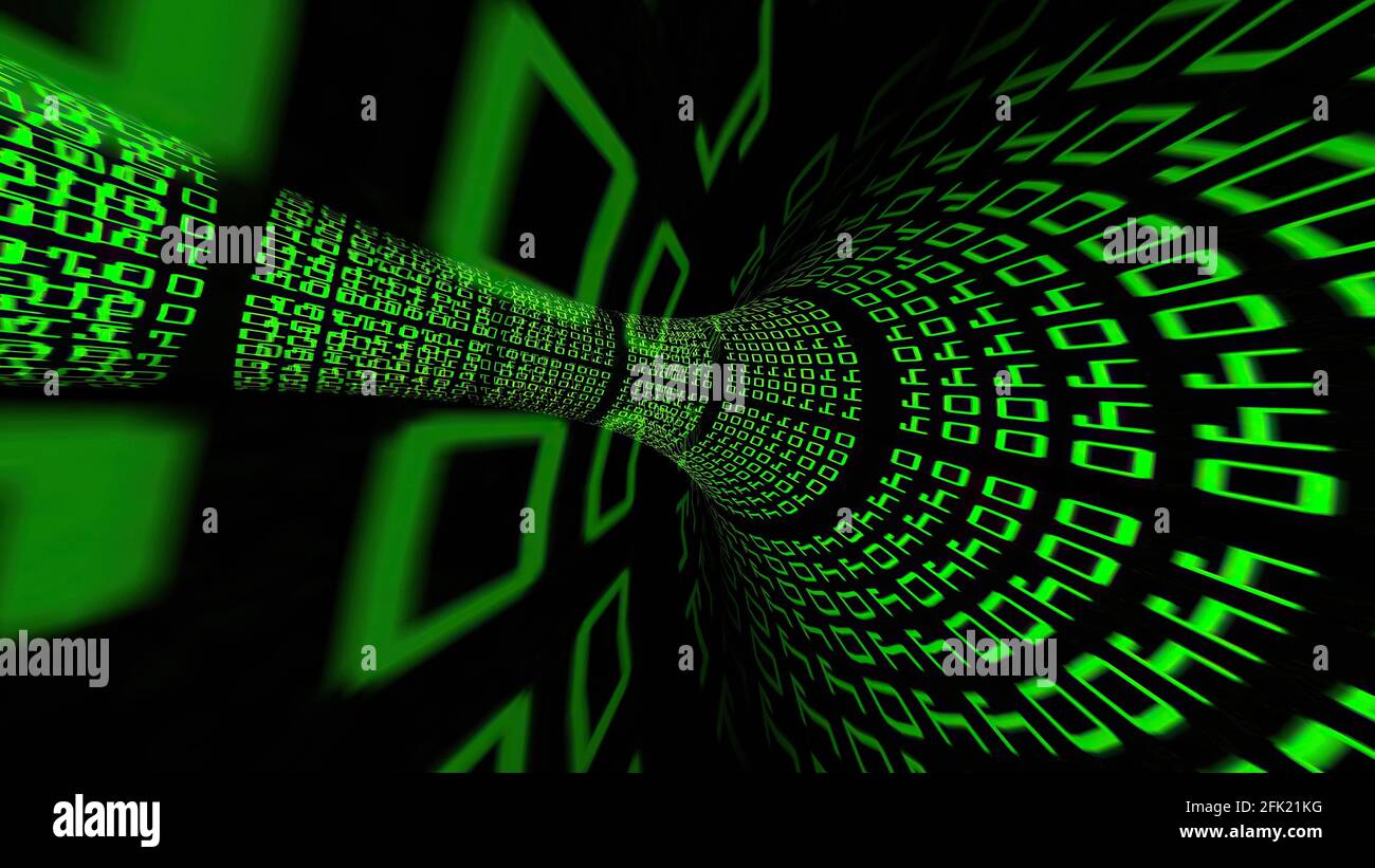 Driving through binary data tunnel Stock Photo - Alamy