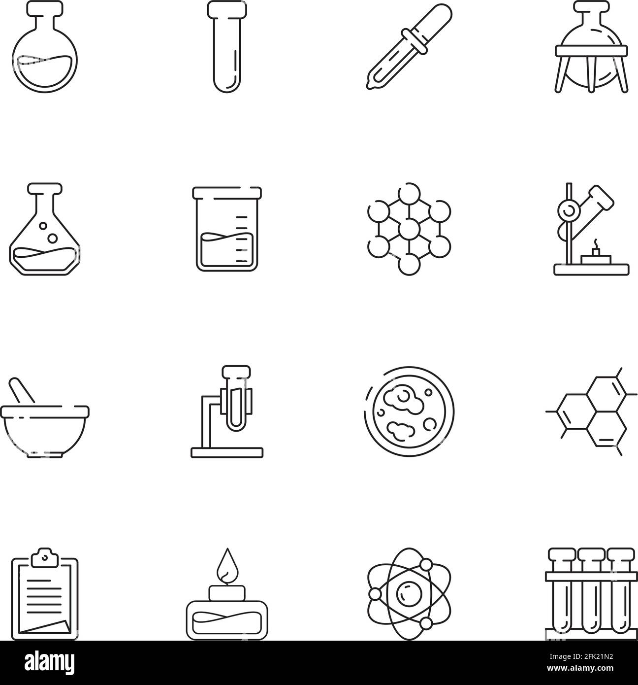 Chemistry icon. Science molecular biology laboratory test tubes beakers ...