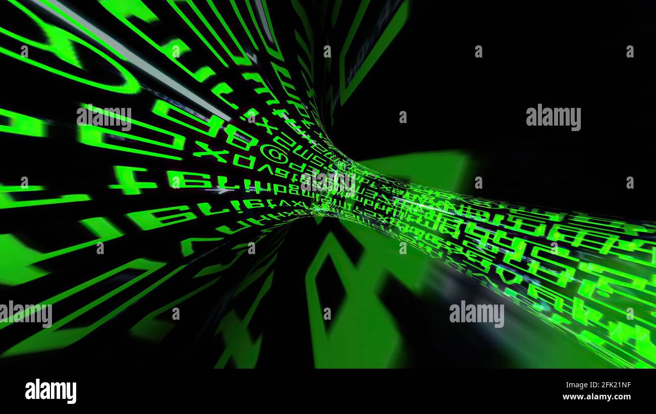 Driving through binary data tunnel Stock Photo - Alamy