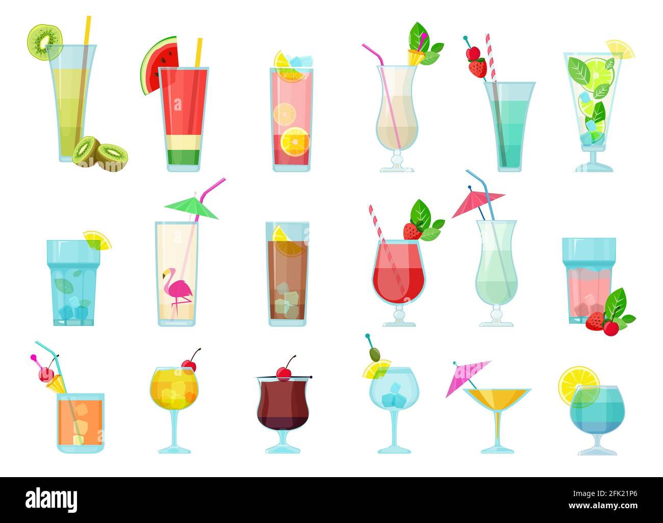 Cocktails. Glasses with alcoholic drinks transparent cocktail mix with ...