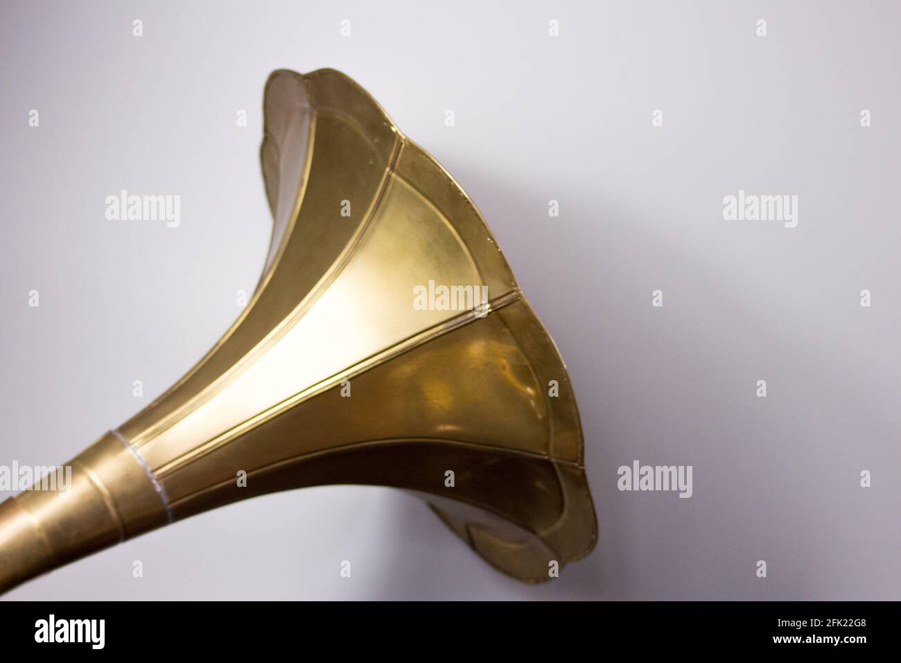 Old gramophone with a plate record. Portable wind-up gramophone ...