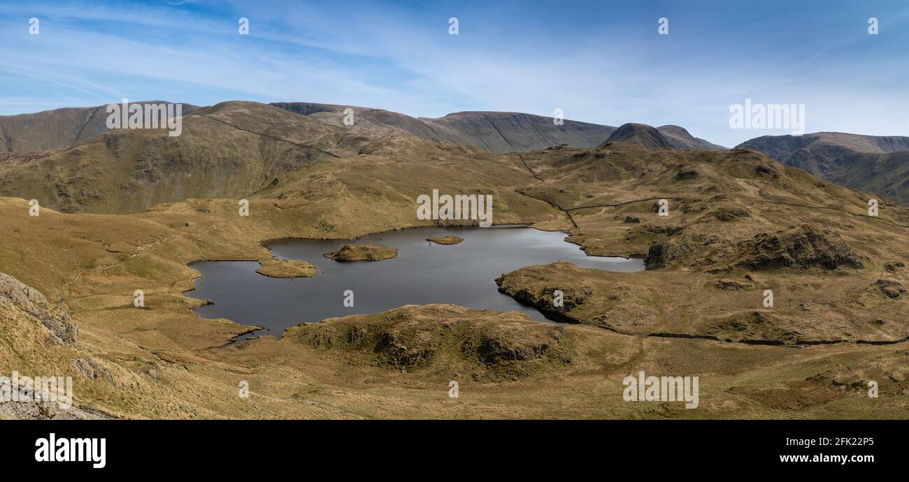 Angle Tarn from Angletarn Pikes with Brock Crags and Rest Dodd behind ...