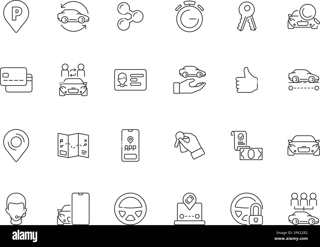 Car rent icon. Urban service sharing automobile ride transport mobility ...