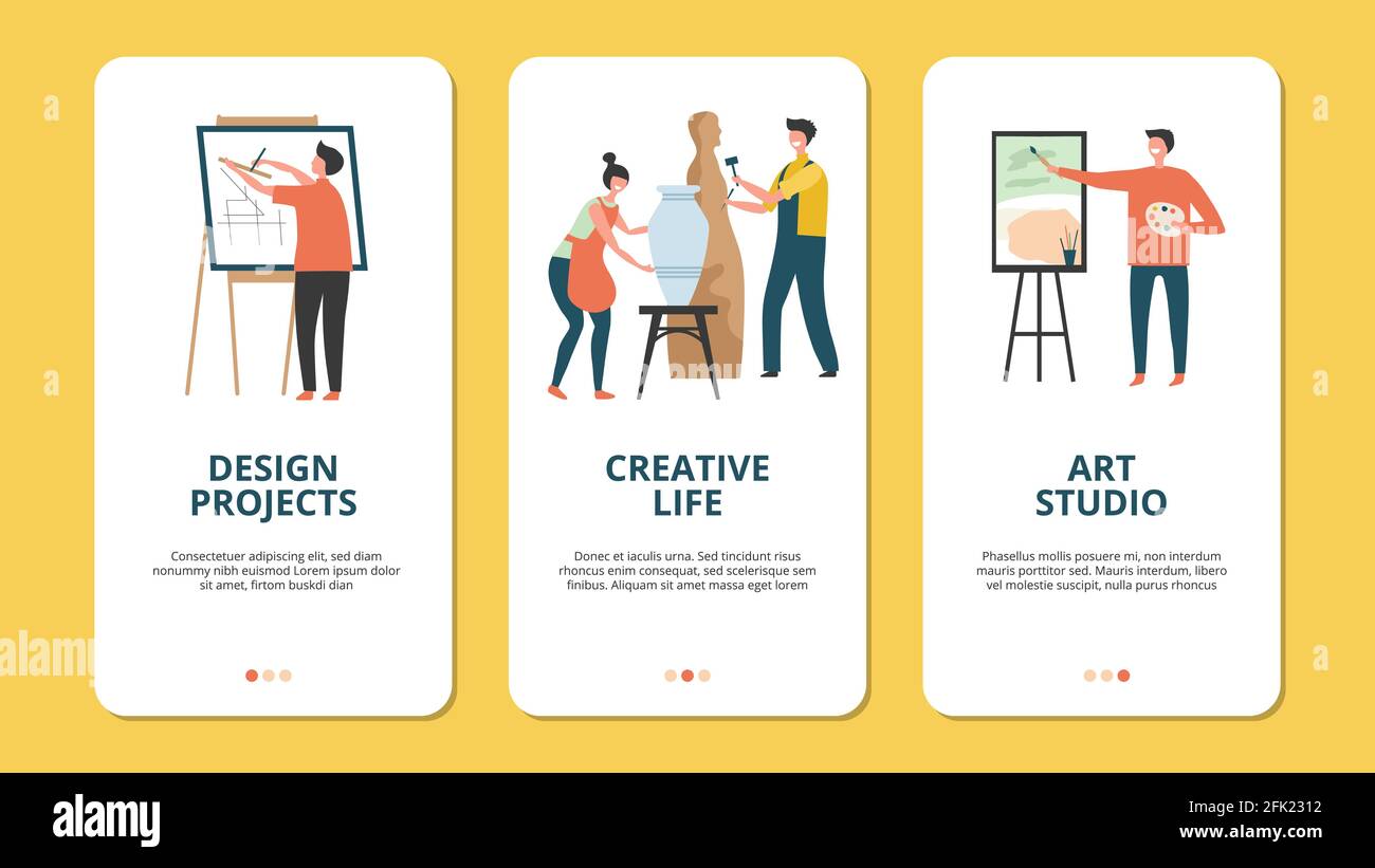 Hobby concept. Design artist creative people vector characters ...