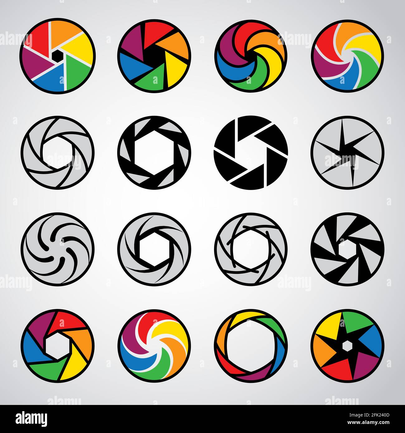 Camera lens. Digital shutter aperture lenses vector film symbols Stock ...