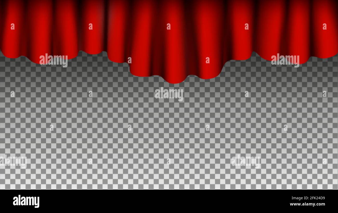 Red silk curtains background. Vector curtains isolated on transparent ...