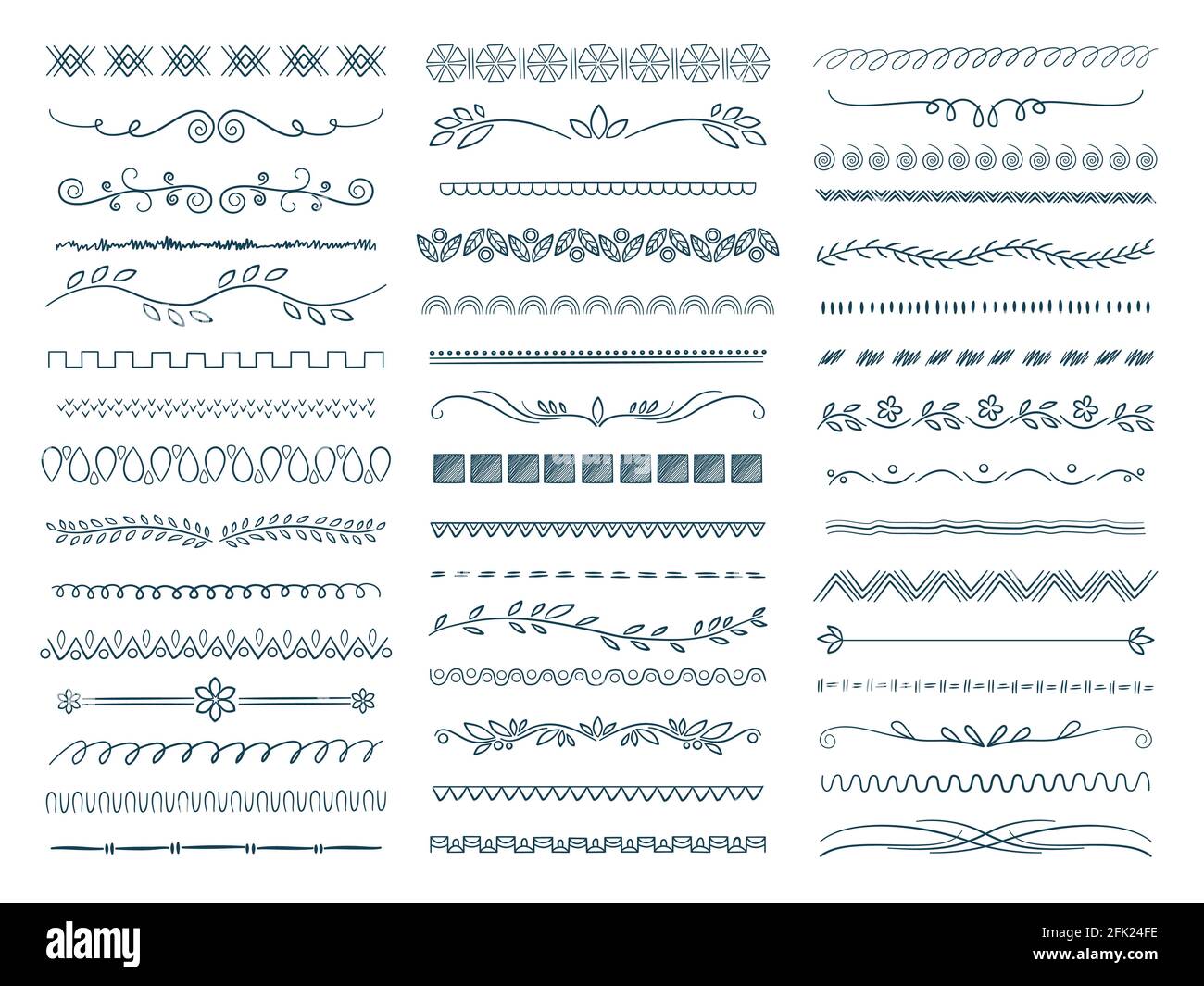 Sketch dividers. Stripped lines had drawn branches borders wedding ...