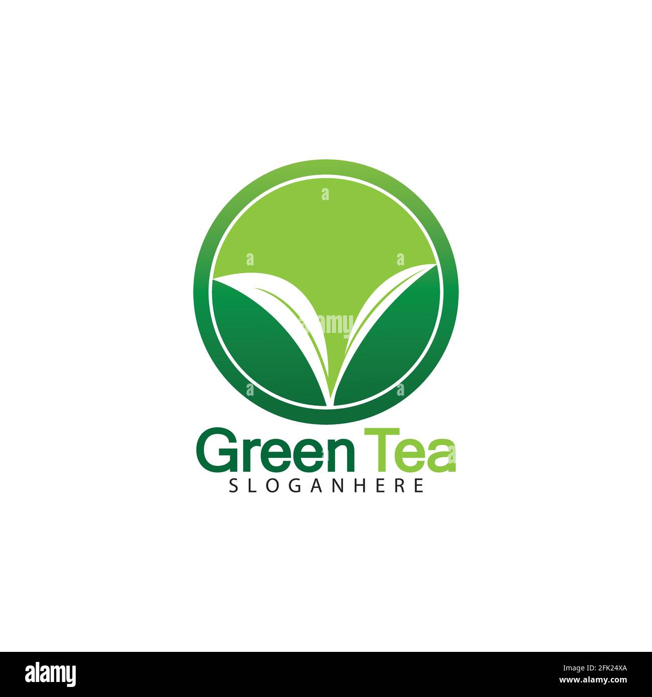 Green tea leaf logo vector icon illustration design isolated on white ...