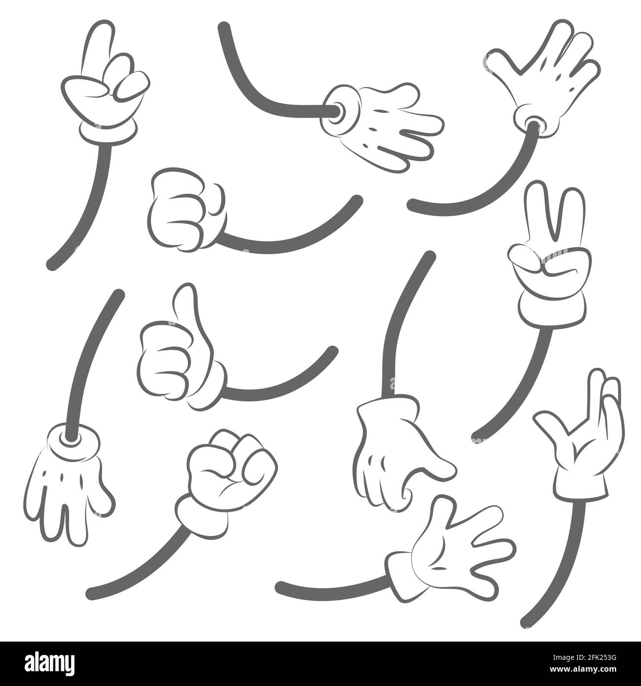 Cartoon hands. Body parts collection hands animation vector creation ...