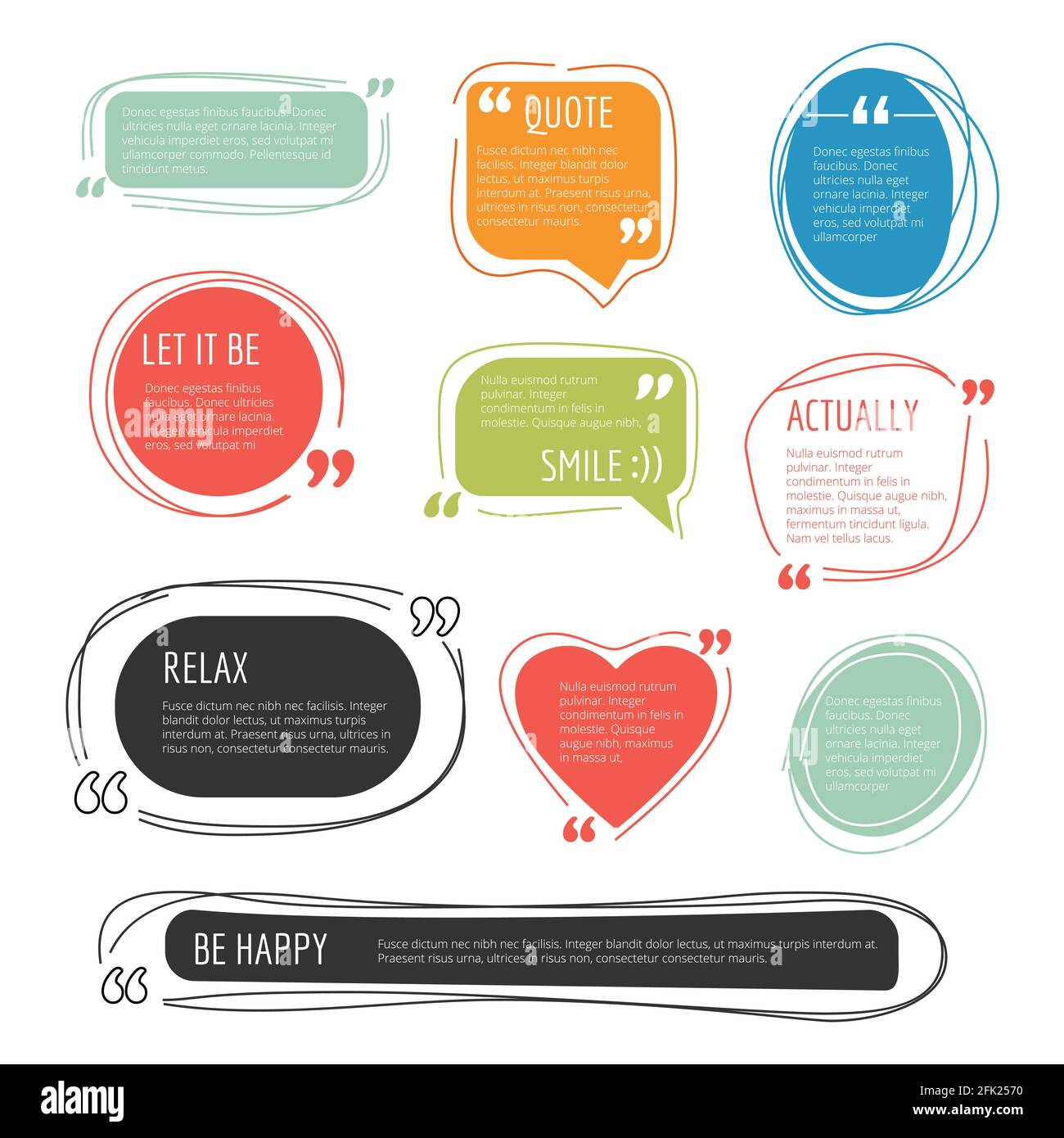 Quote frames. Text blog colorful information blocks sticky labels for ...