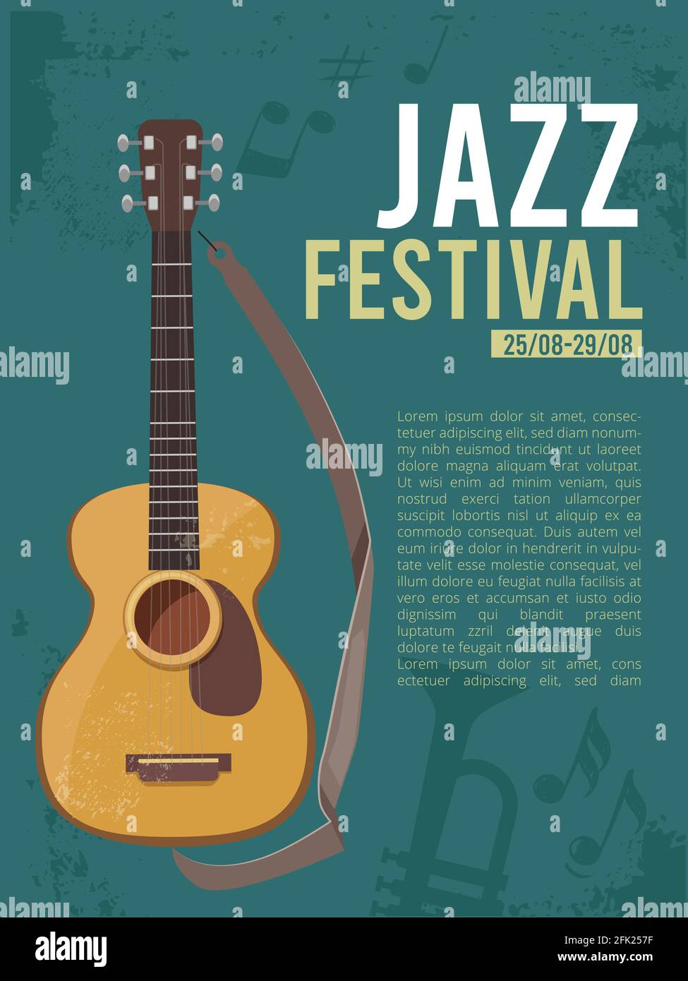 Music festival invitation. Poster placard for live rock concert guitar ...