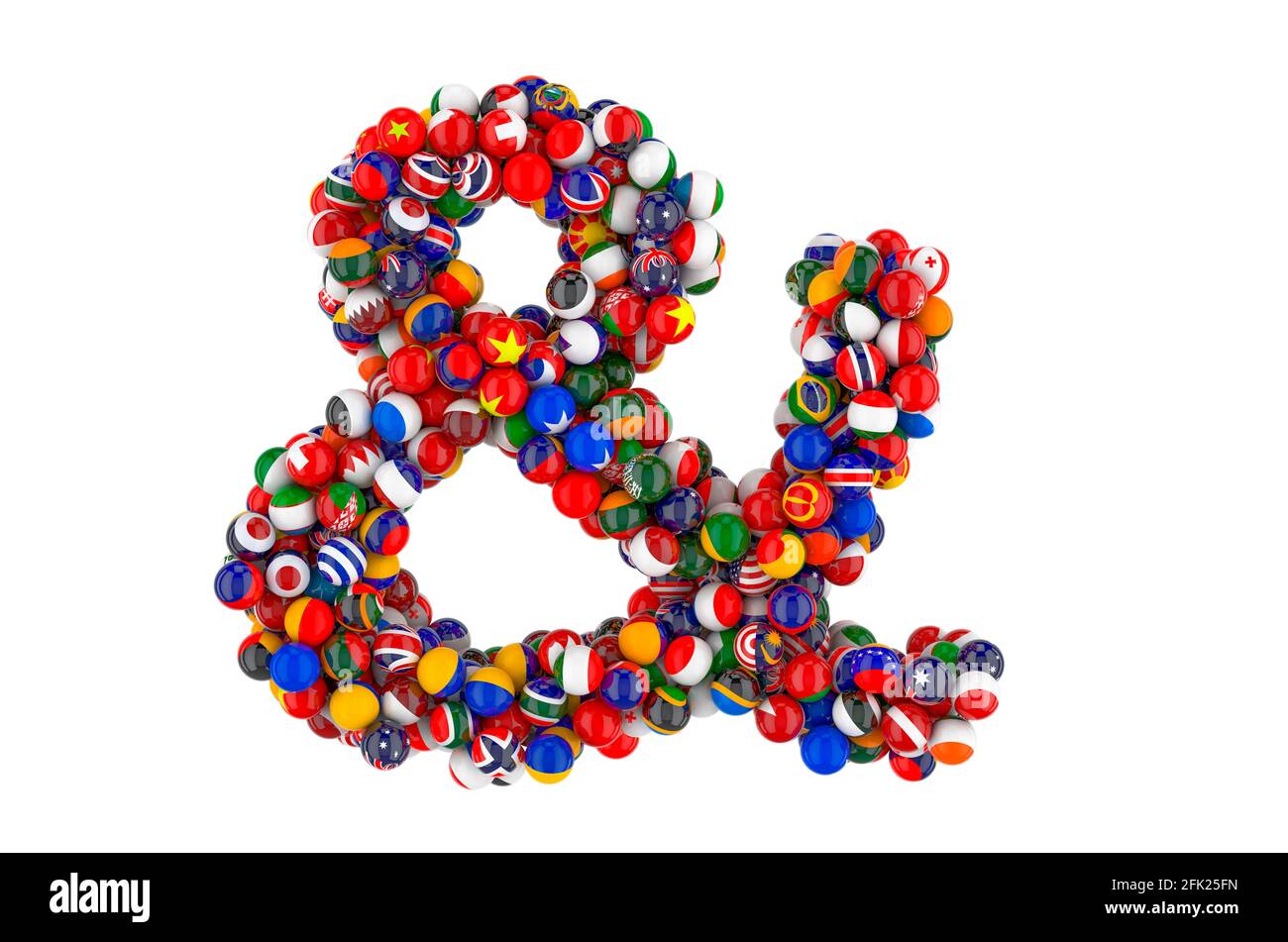 Ampersand symbol from flags of different countries, 3D rendering ...