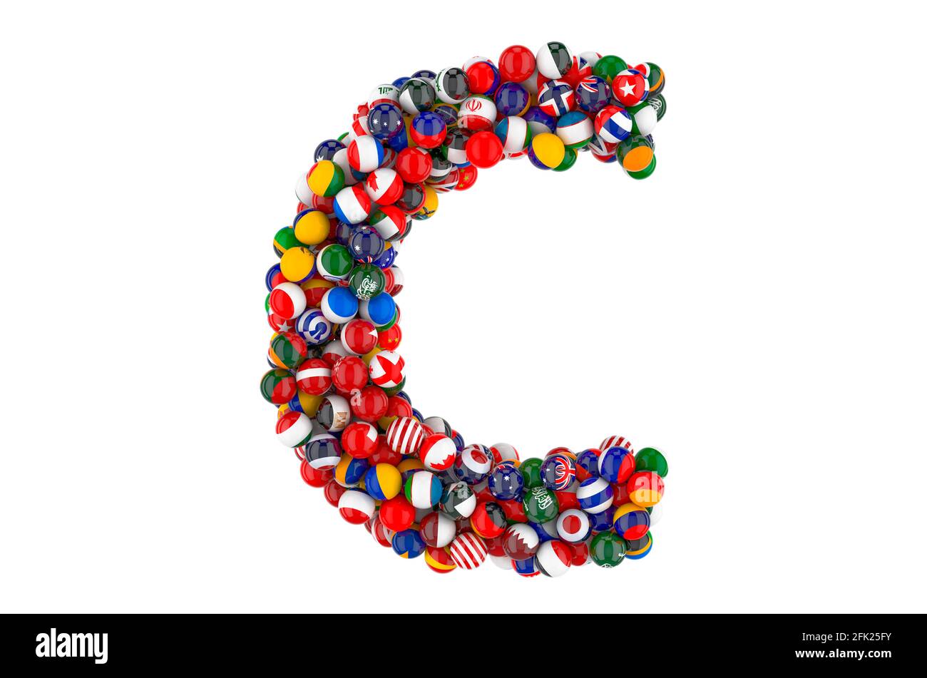 Letter C from flags of different countries, 3D rendering isolated on ...