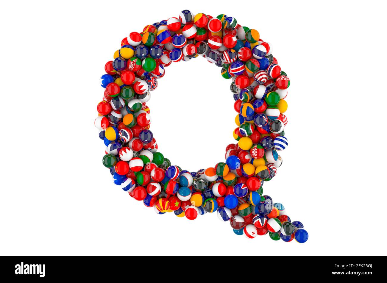 Letter Q from flags of different countries, 3D rendering isolated on ...