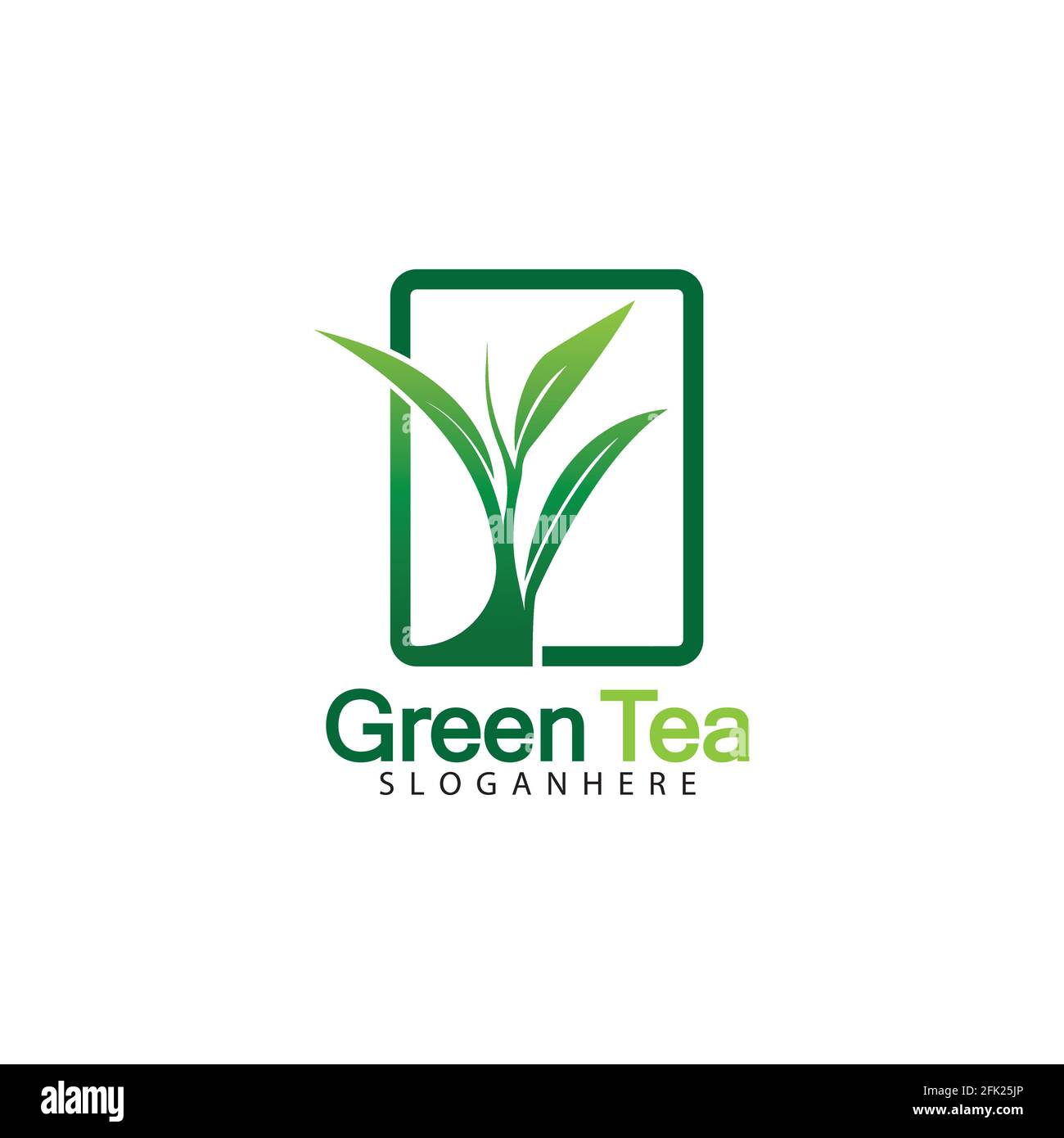Green tea leaf logo vector icon illustration design isolated on white ...