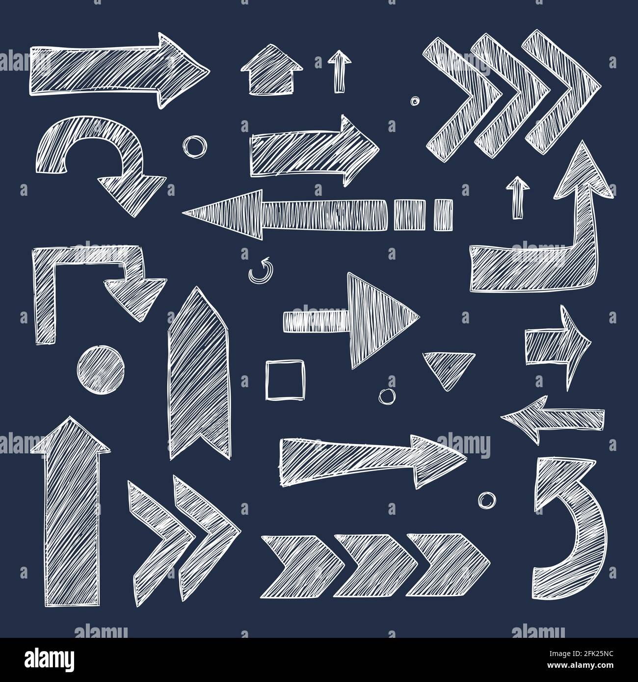 Sketch arrows. Hand drawn chalk images direction symbols vector ...