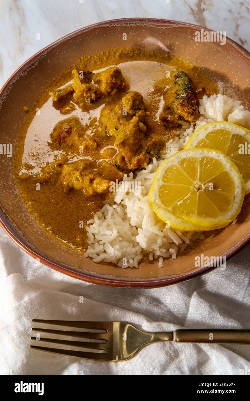 African chicken curry also known as kuku paka, served with rice and ...
