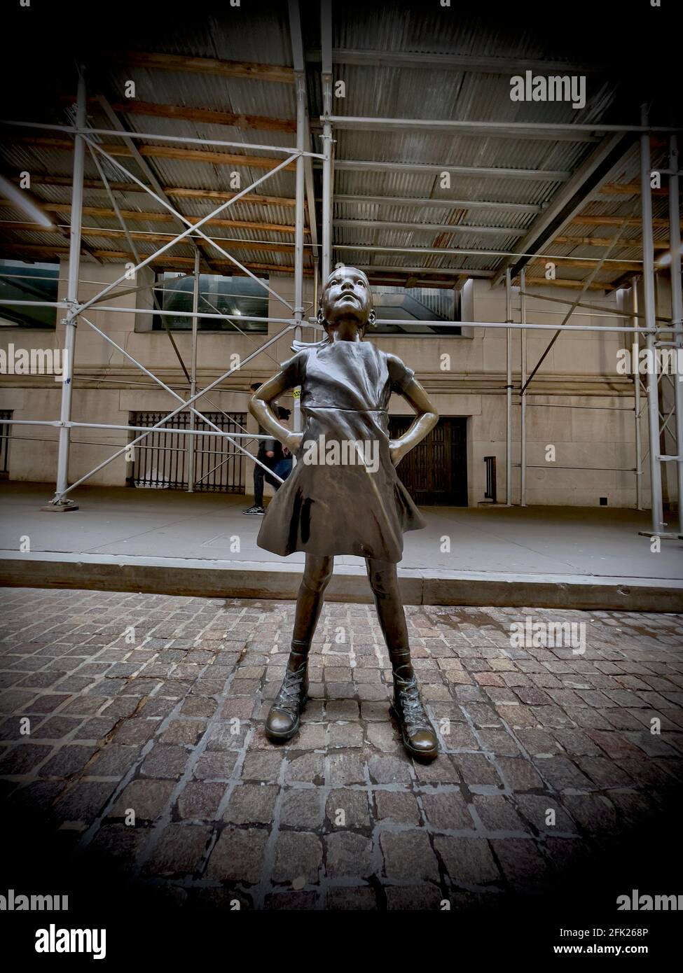 Fearless Girl bronze statue by Kristen Visbal in the financial district ...