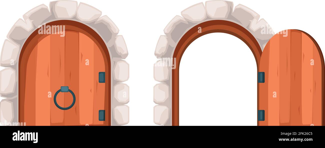 Wooden doors open close Stock Vector Images - Alamy