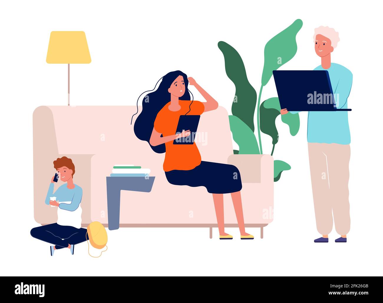 Mom son tablet Stock Vector Images - Alamy