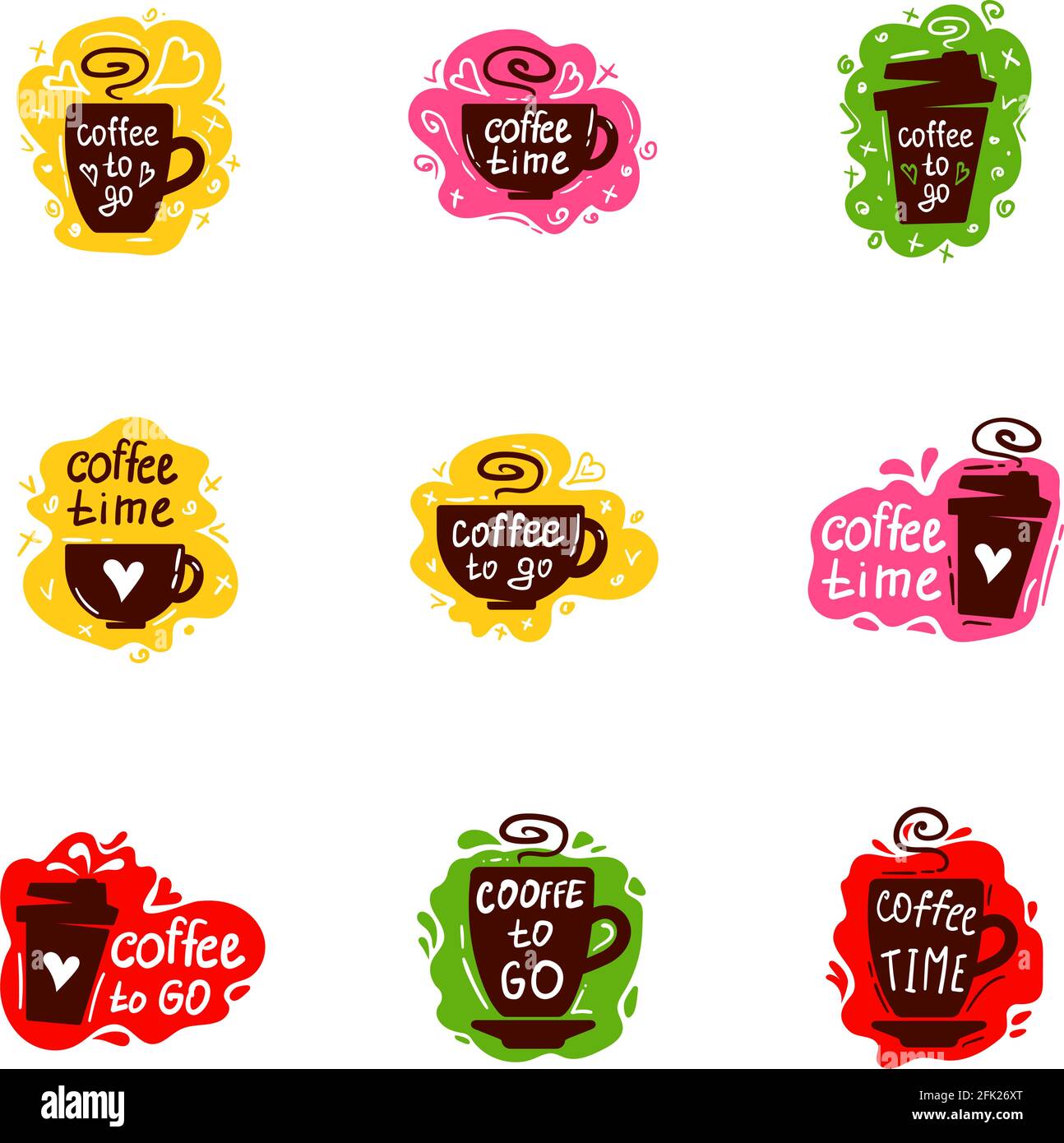 Coffee sticker vector Cut Out Stock Images & Pictures - Alamy