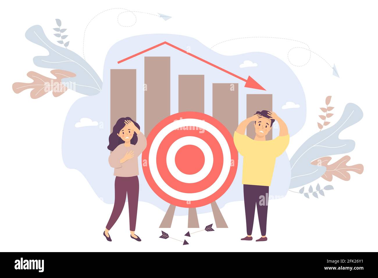 Vector illustration. A man and a woman near a target with arrows ...
