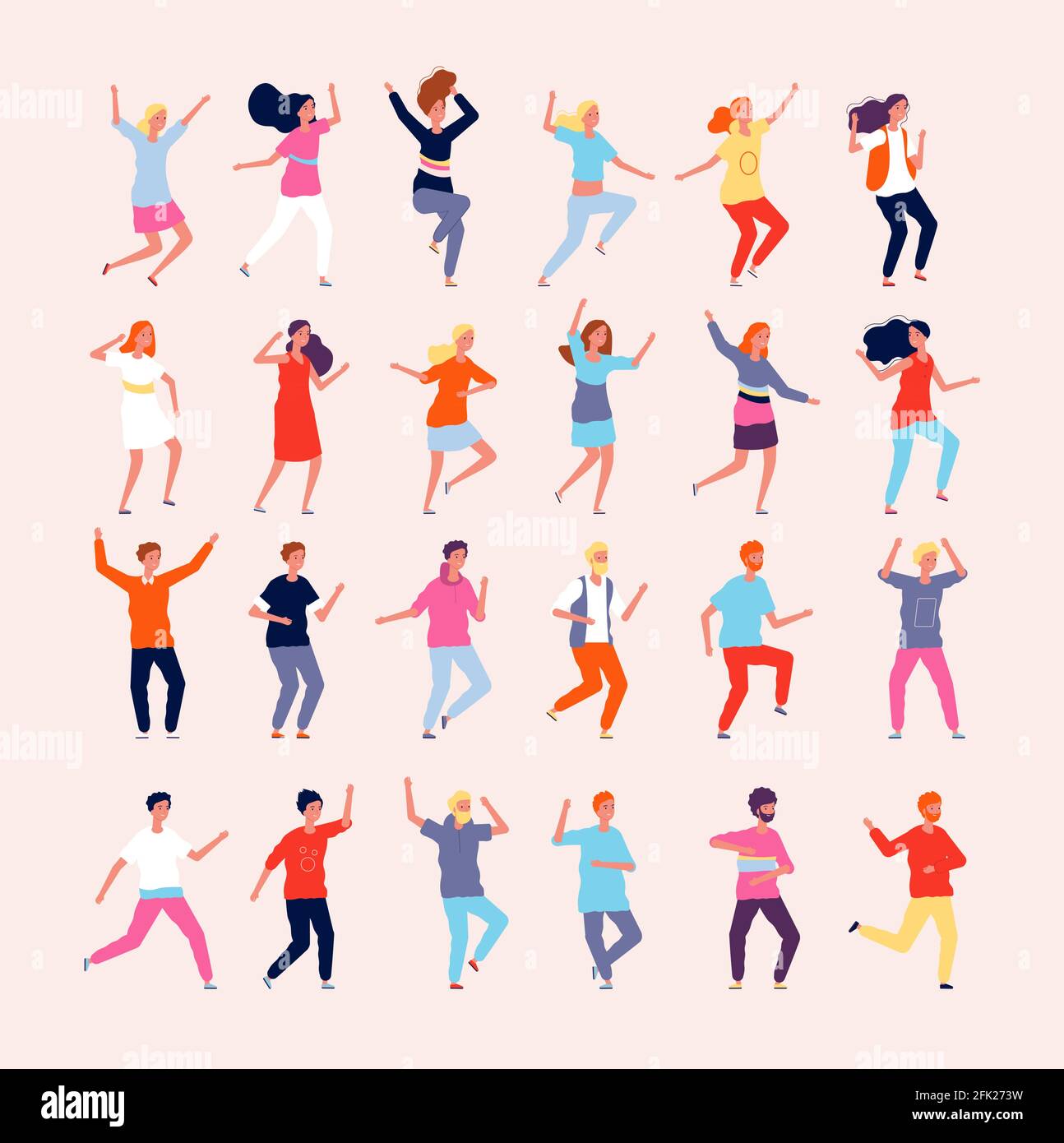 Dancing people. Happy characters male and female dancers vector flat ...