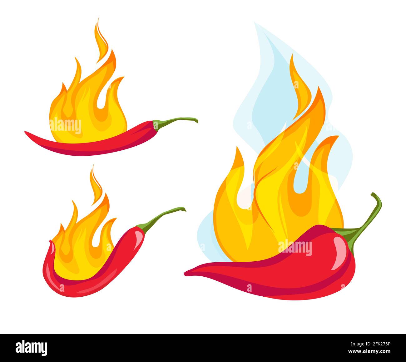 Hot red pepper. Exotic mexican cayenne pepper with fire flame fresh ...