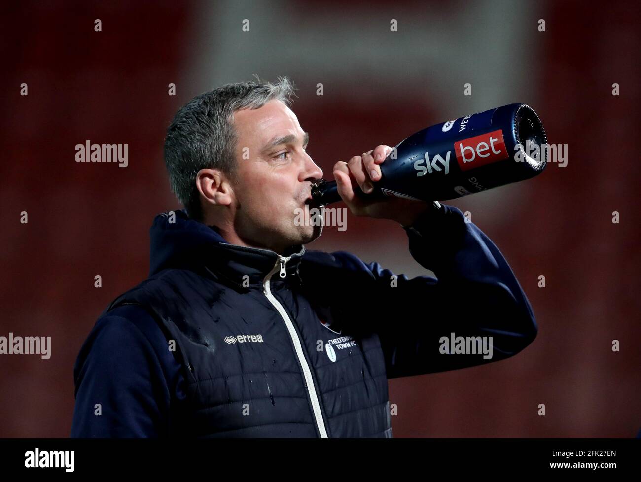 Cheltenham Town manager Michael Duff celebrates after being promoted to ...